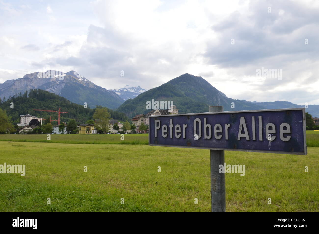 street sign on street in Interlaken Switzerland Stock Photo - Alamy