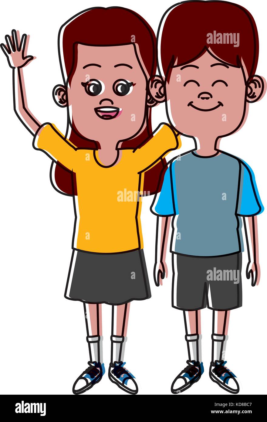 Cute kids friends cartoon icon vector illustration graphic design Stock ...