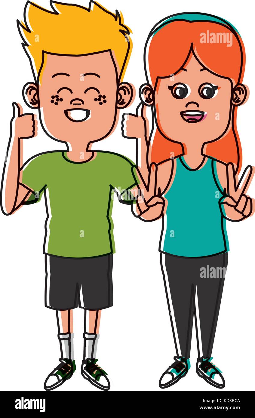 Cute kids friends cartoon icon vector illustration graphic design Stock ...