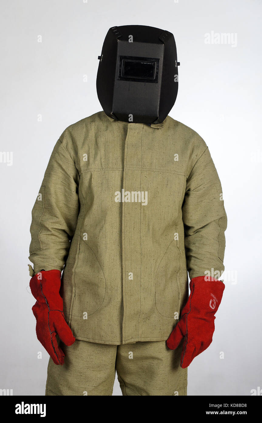 A man in overalls and work wear.Isolated studio portarit Stock Photo ...