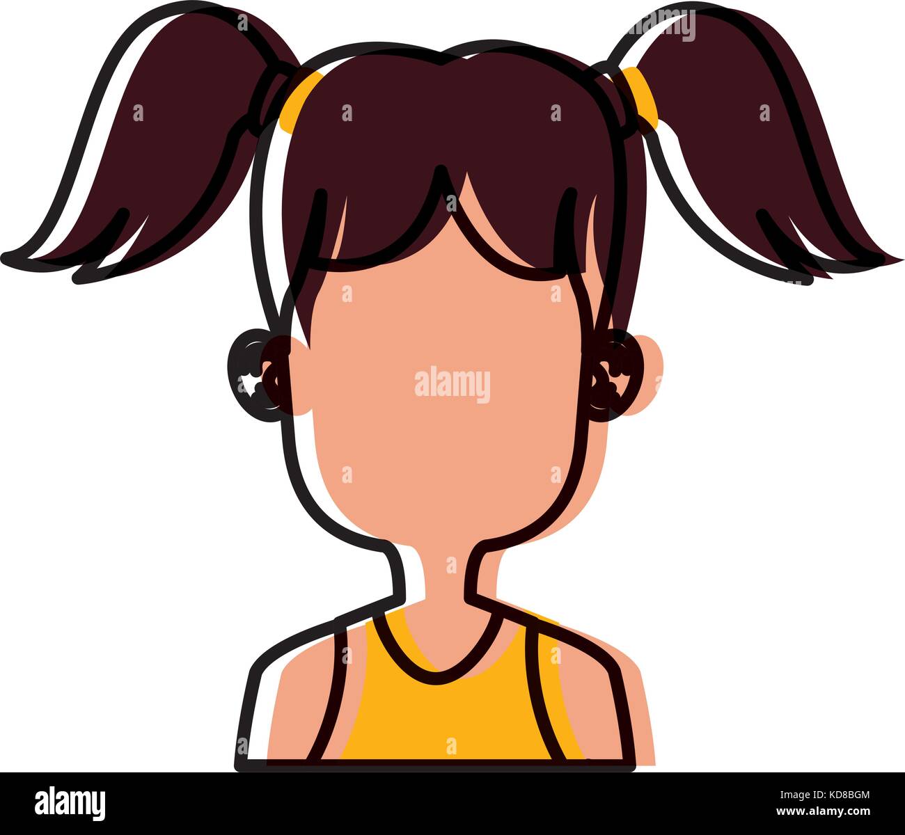 Girl faceless cartoon icon vector illustration graphic design Stock ...