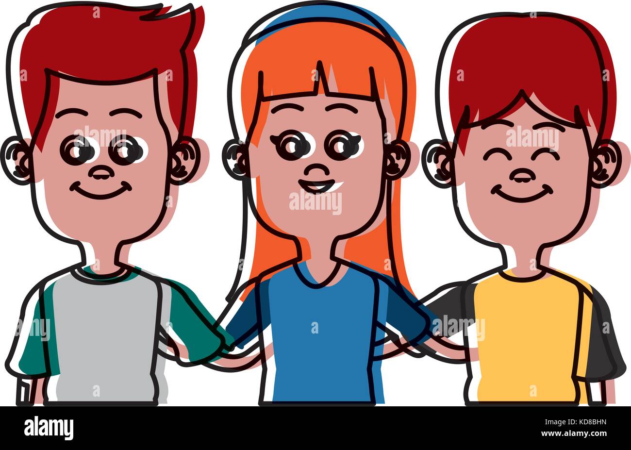 Cute kids friends cartoon icon vector illustration graphic design Stock ...