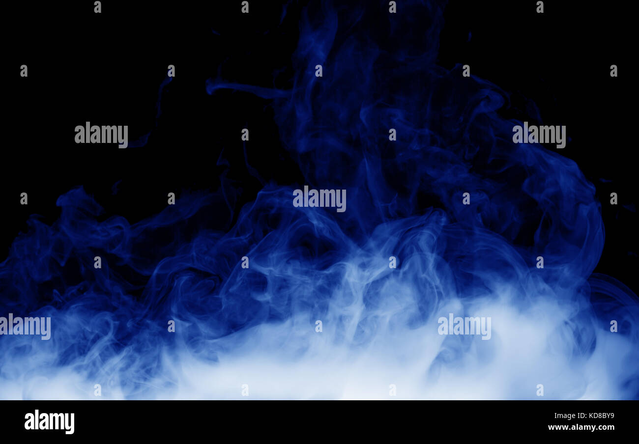 blue smoke on the black background Stock Photo - Alamy