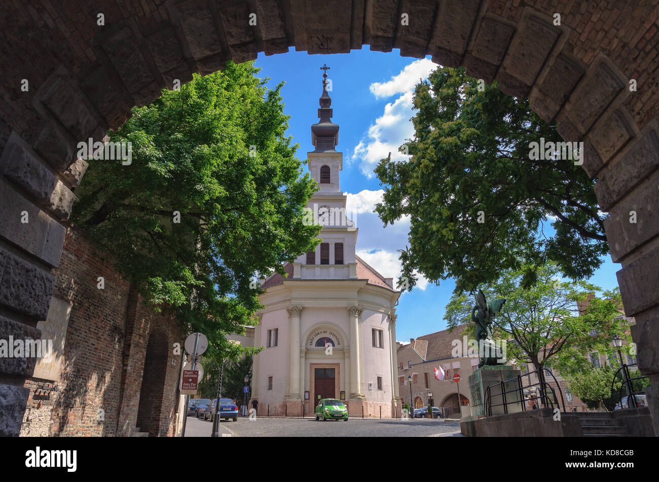 Lutheran Church of Budavár photographed through the Gate Vienna (Bécsi ...