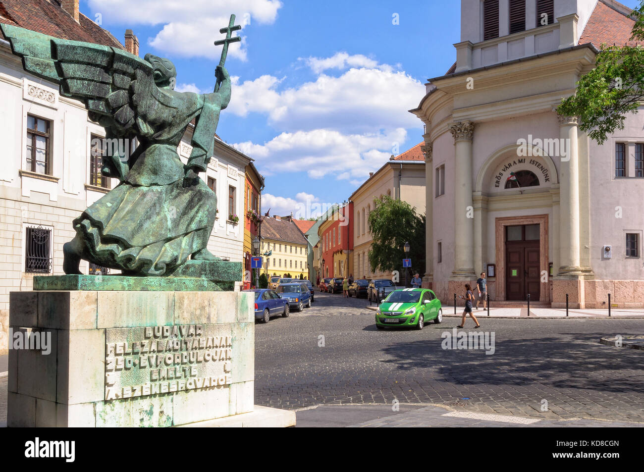 Monument for the Recovery of Buda Castle facing the Lutheran Church of ...