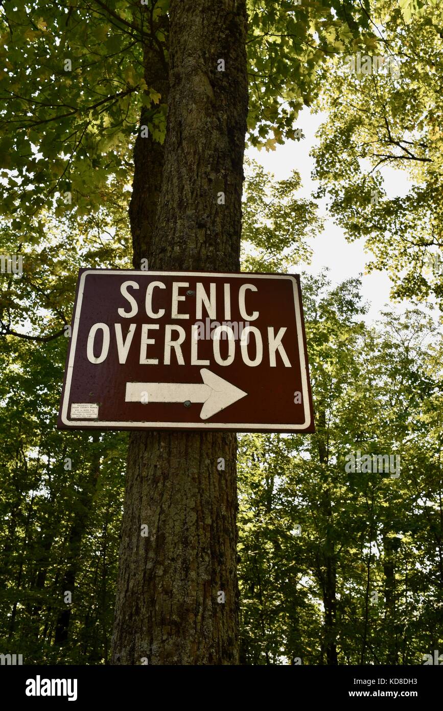 "Scenic Overlook" sign on tree at vista point at 174-acre Ellison Bluff ...