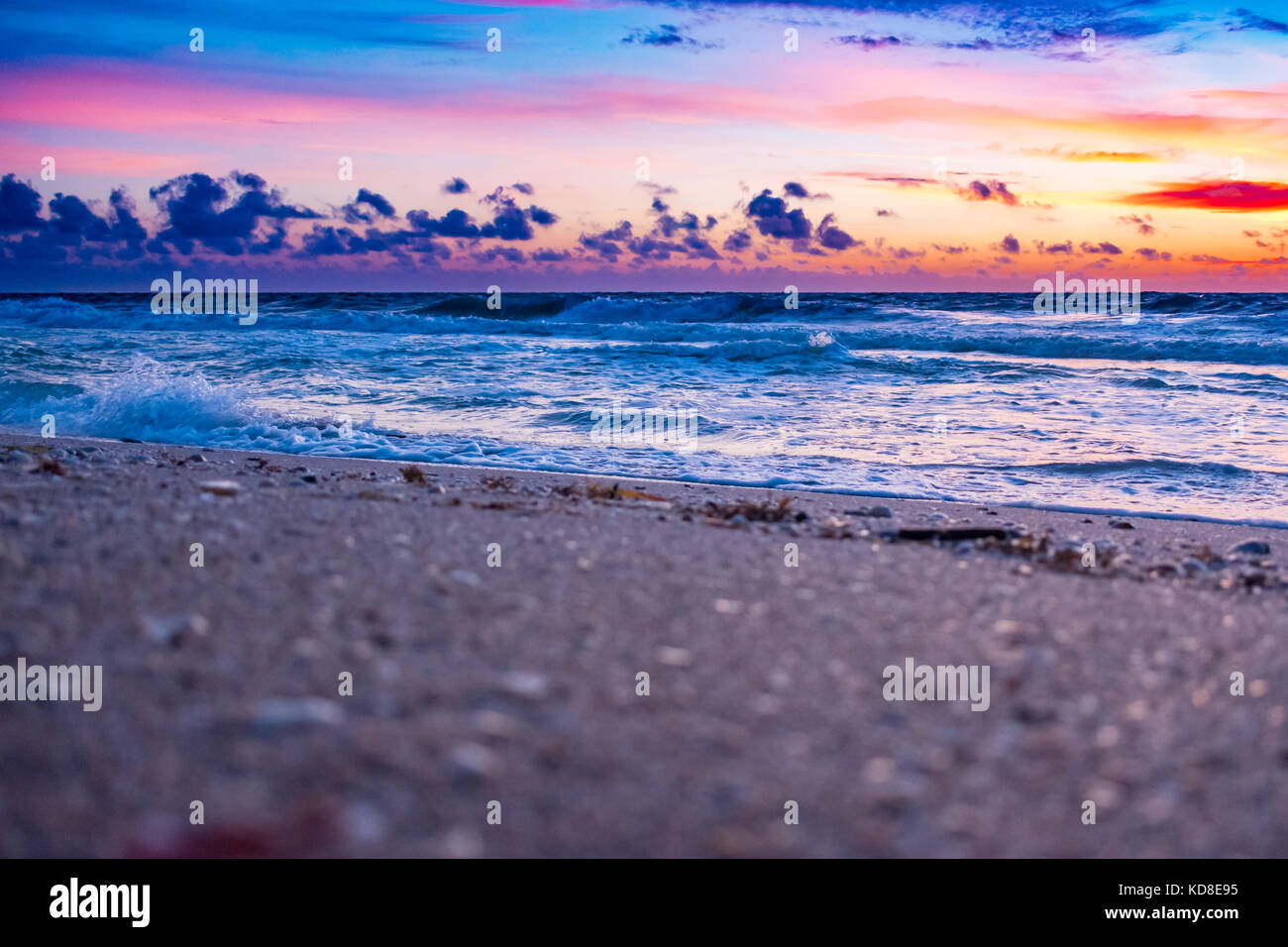 close up selective focus of a sandy beach shore on a warm morning Stock ...