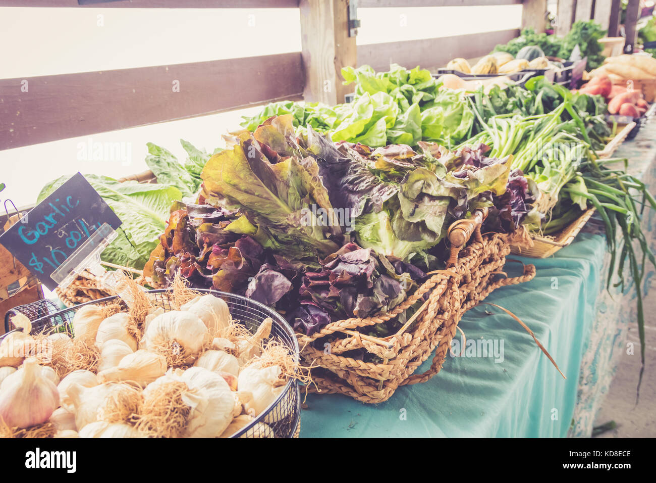 Farm fresh vegetables on display at farmers market harvest festival ...