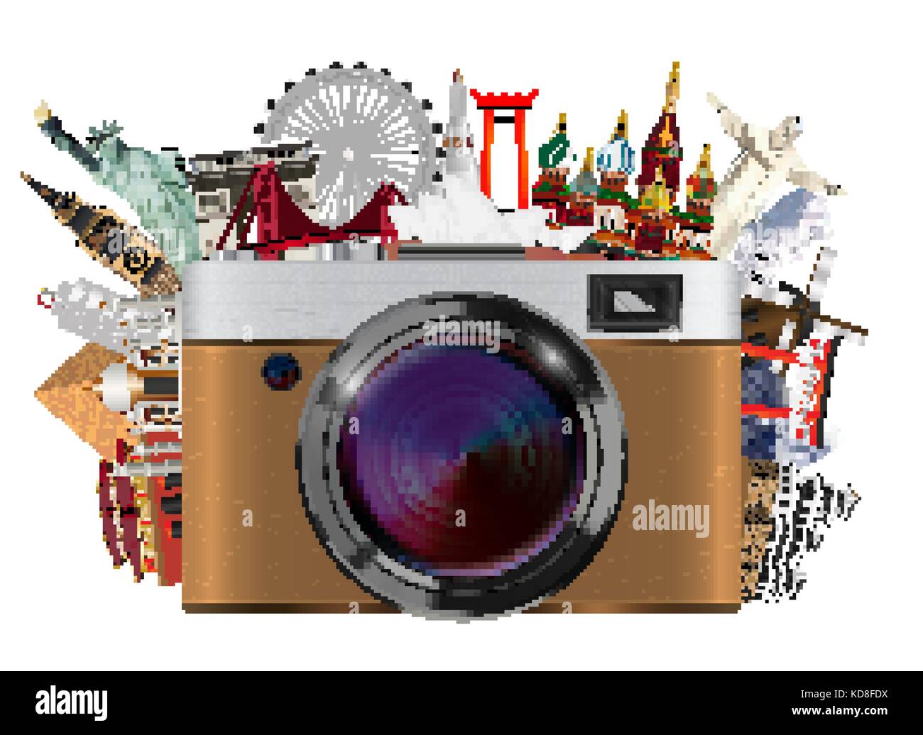 real compact travel camera with world landmark Stock Vector Image & Art ...