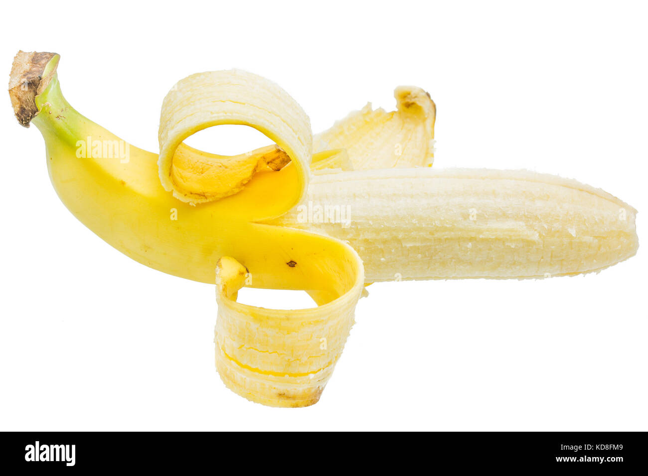 open banana and peel iso;ated on white backgroud Stock Photo - Alamy
