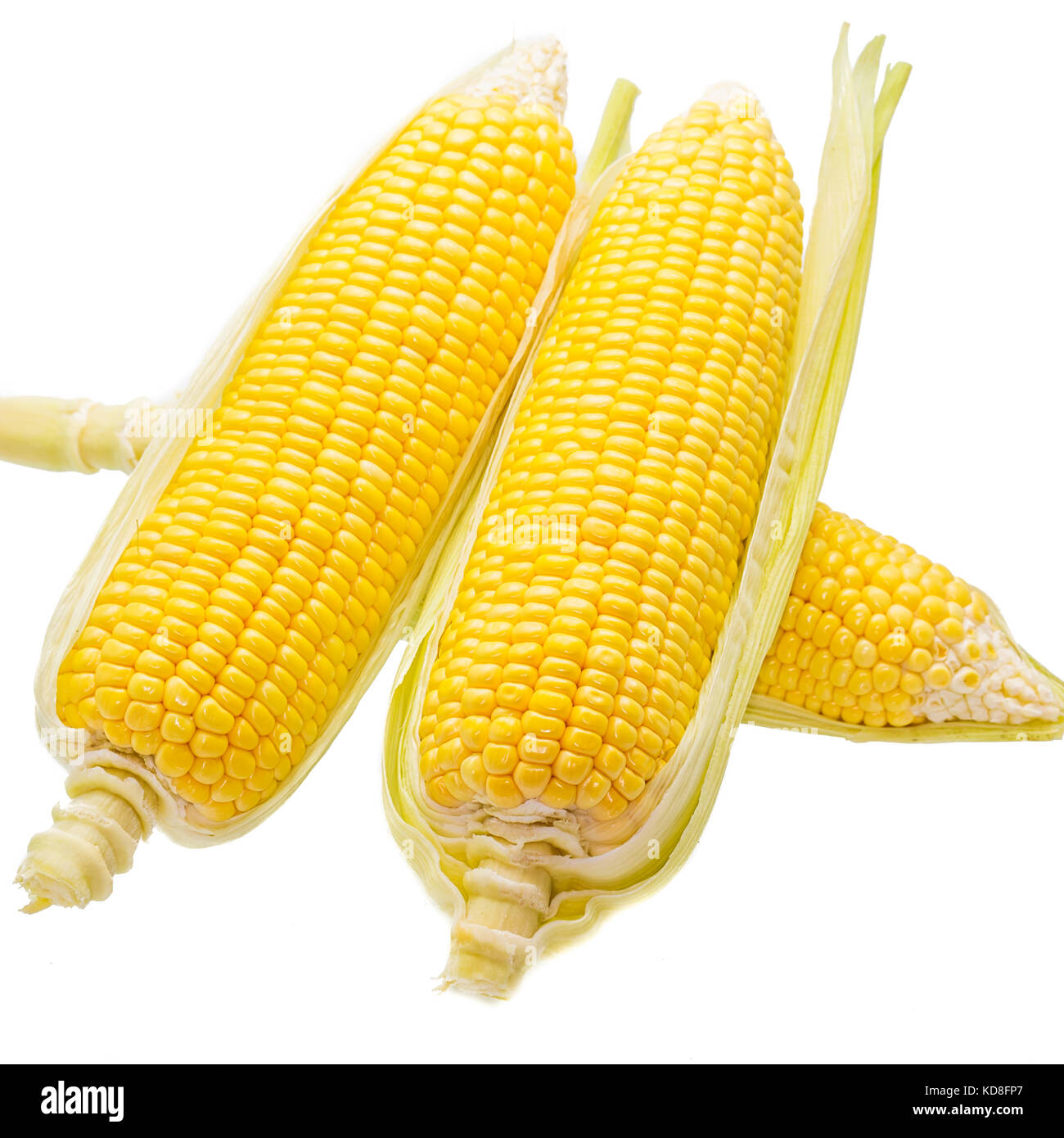 corn fruits with green leaves isolated on white background Stock Photo ...