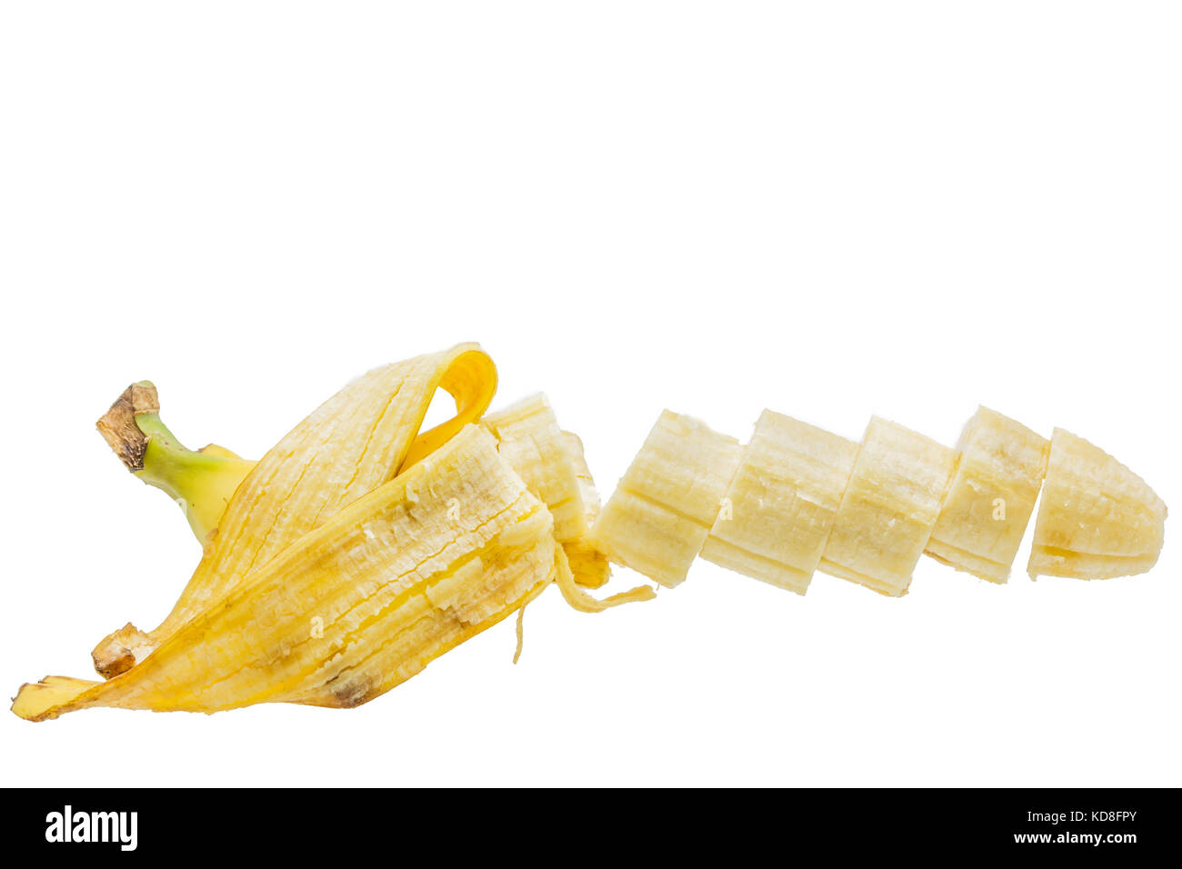 banana sliced with peel isolated on white background Stock Photo - Alamy