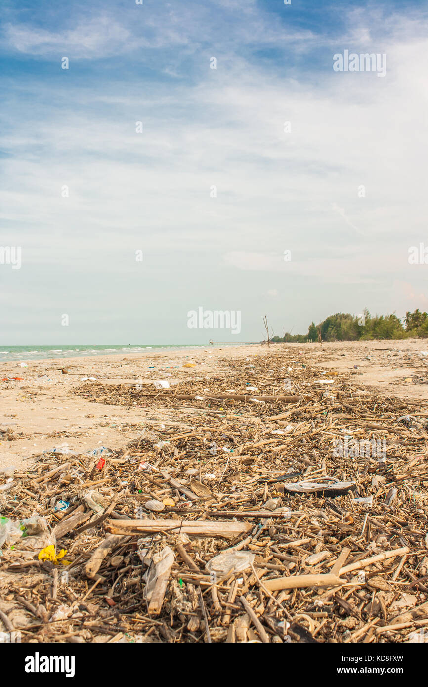 beach pollution every day garbage on the beach Stock Photo - Alamy