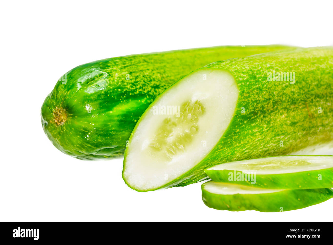 cumber and slices isolated on white background Stock Photo - Alamy