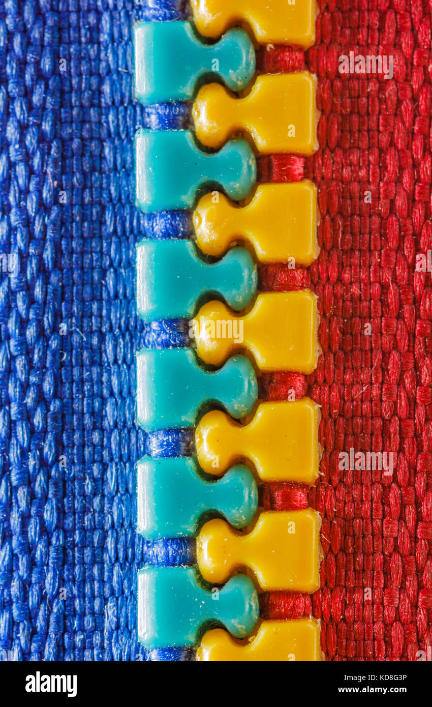 Closeup of colourful zipper with fabric texture Stock Photo - Alamy