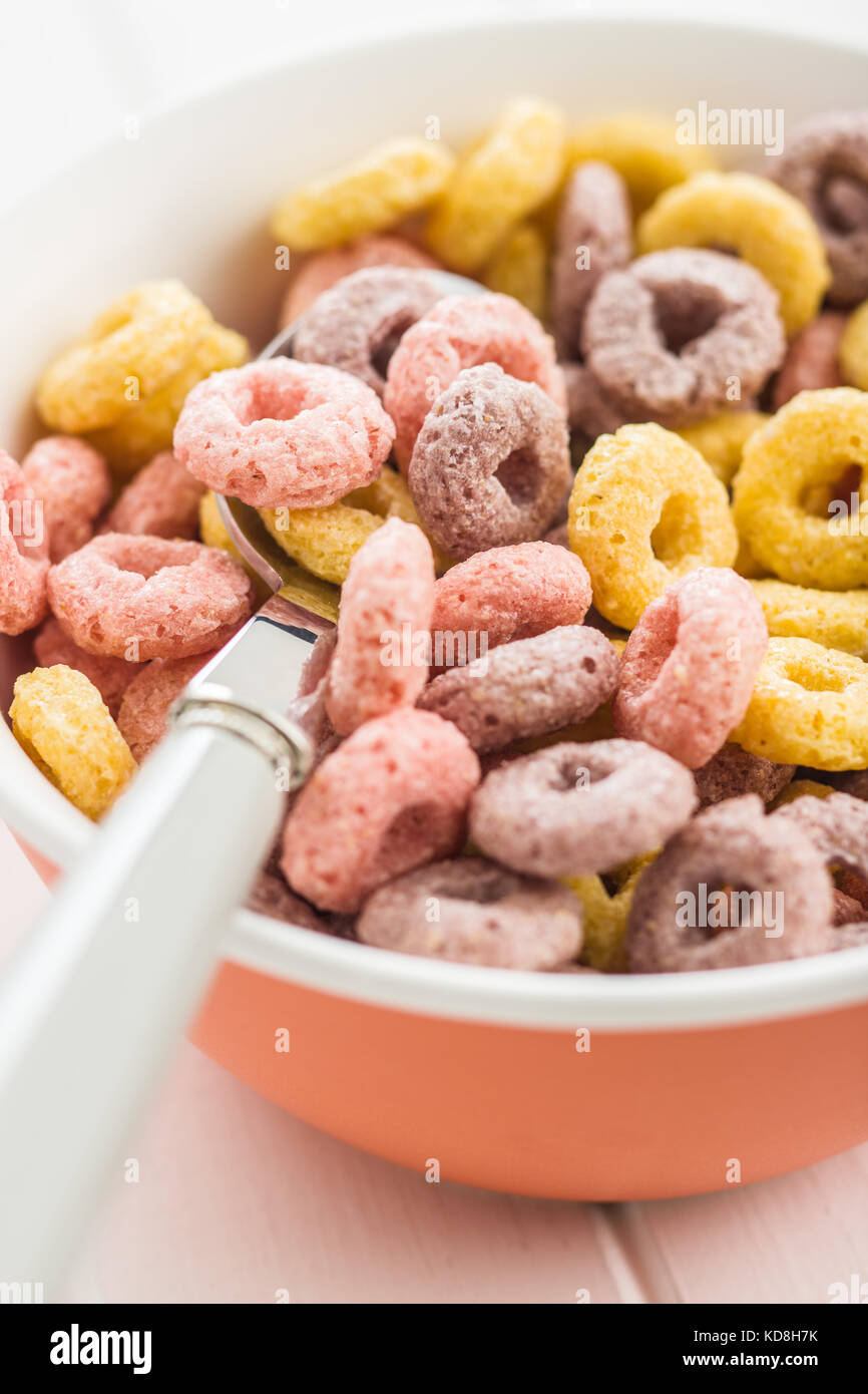 Colorful cereal rings in bowl Stock Photo - Alamy