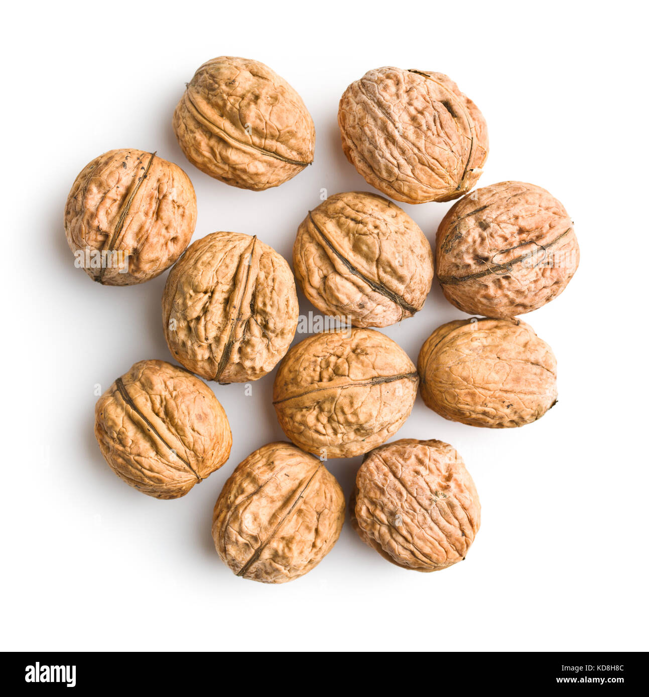 Tasty dried walnuts isolated on white background. Top view Stock Photo ...