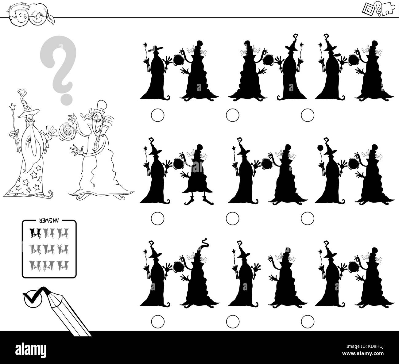 Black and White Cartoon Illustration of Finding the Shadow without ...