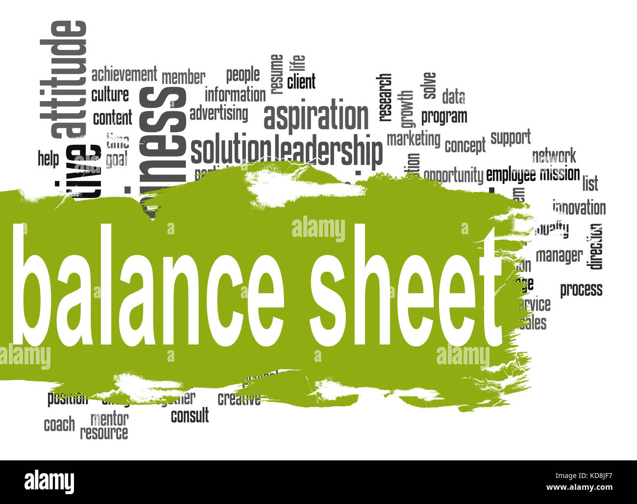 Balance sheet word cloud with green banner image with hi-res rendered ...
