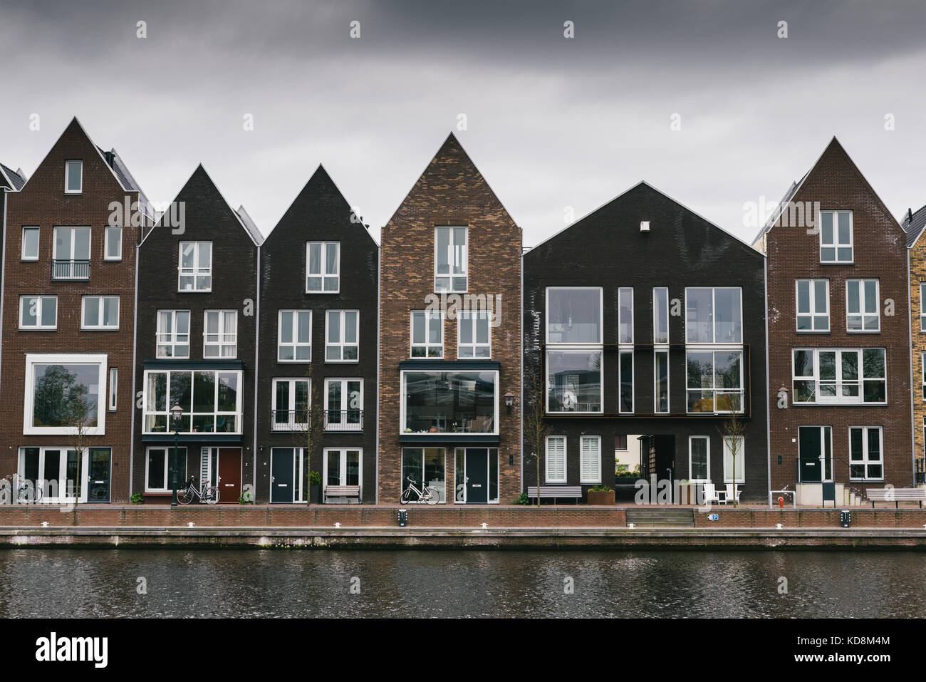 Old style buildings by the canal in Haarlem, Netherlands Stock Photo ...