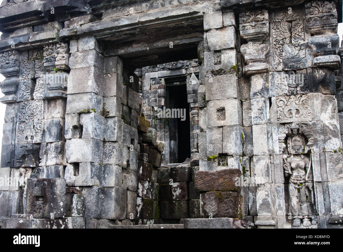 A fragment of the Candi Sewu (Sewu Temple) exterior with a entrance ...