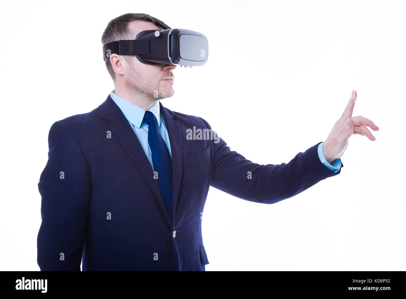 Nice smart man using virtual screen Stock Photo - Alamy