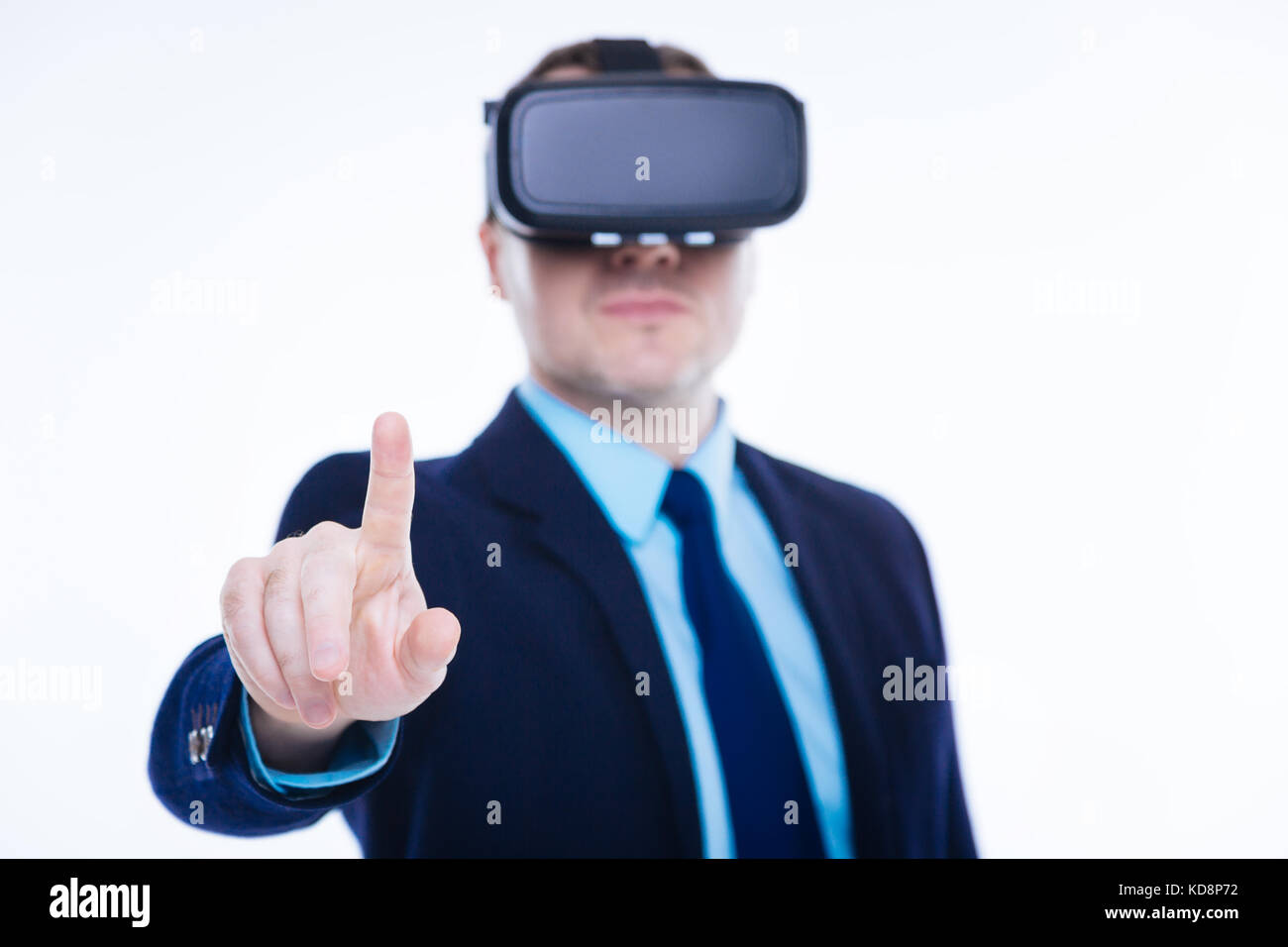 Male finger pressing transparent screen Stock Photo - Alamy