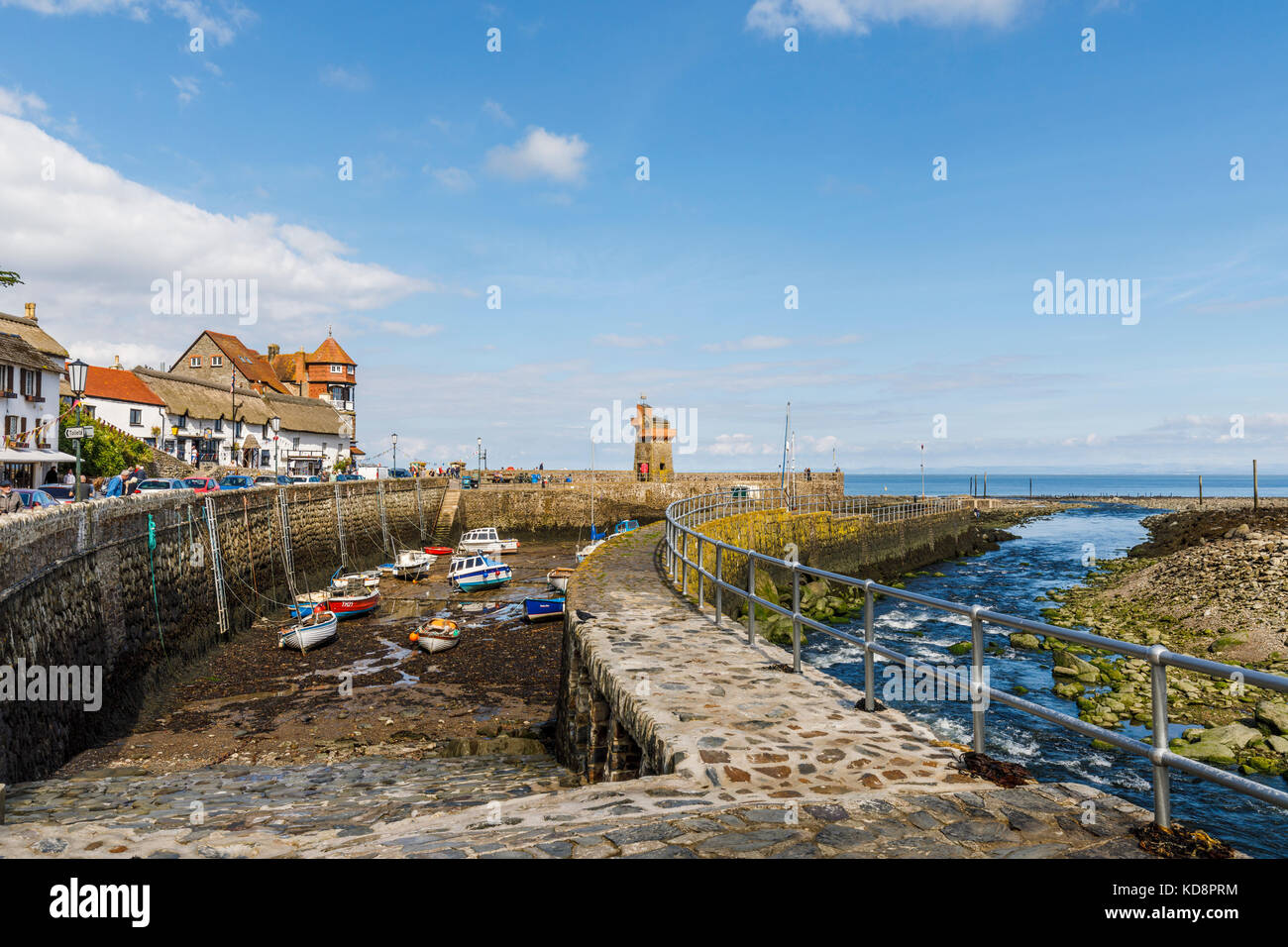 View of the harbour at Lynmouth, a village in Devon, England, on the ...