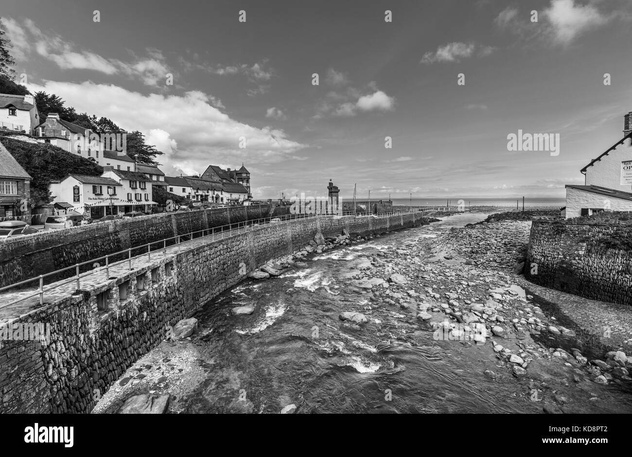 Estuary and harbour at Lynmouth, a village in Devon, England, on the ...