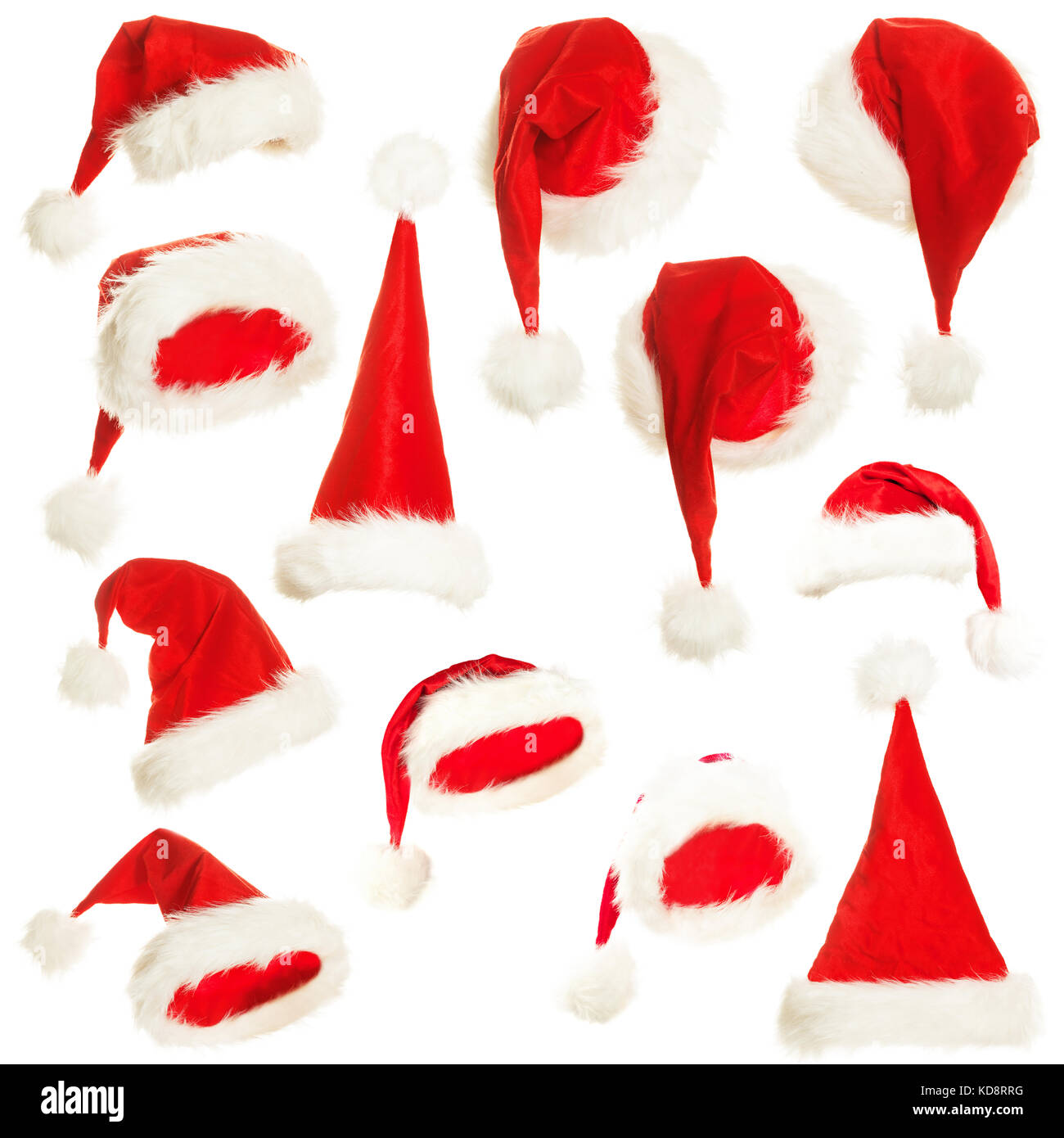 Santa Hat Set Isolated on White Background Stock Photo - Alamy