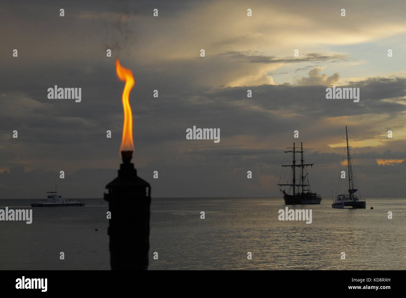 Flaming tiki torch Stock Photo - Alamy