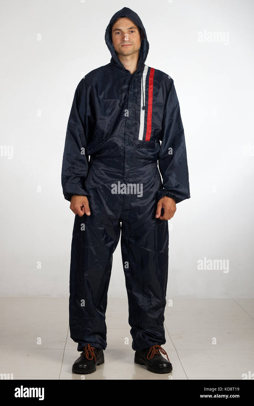 A man in overalls and work wear.Isolated studio portarit Stock Photo ...