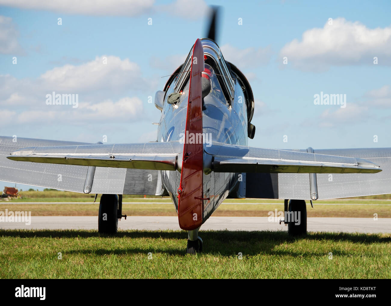 Old fighter plane rear view Stock Photo - Alamy