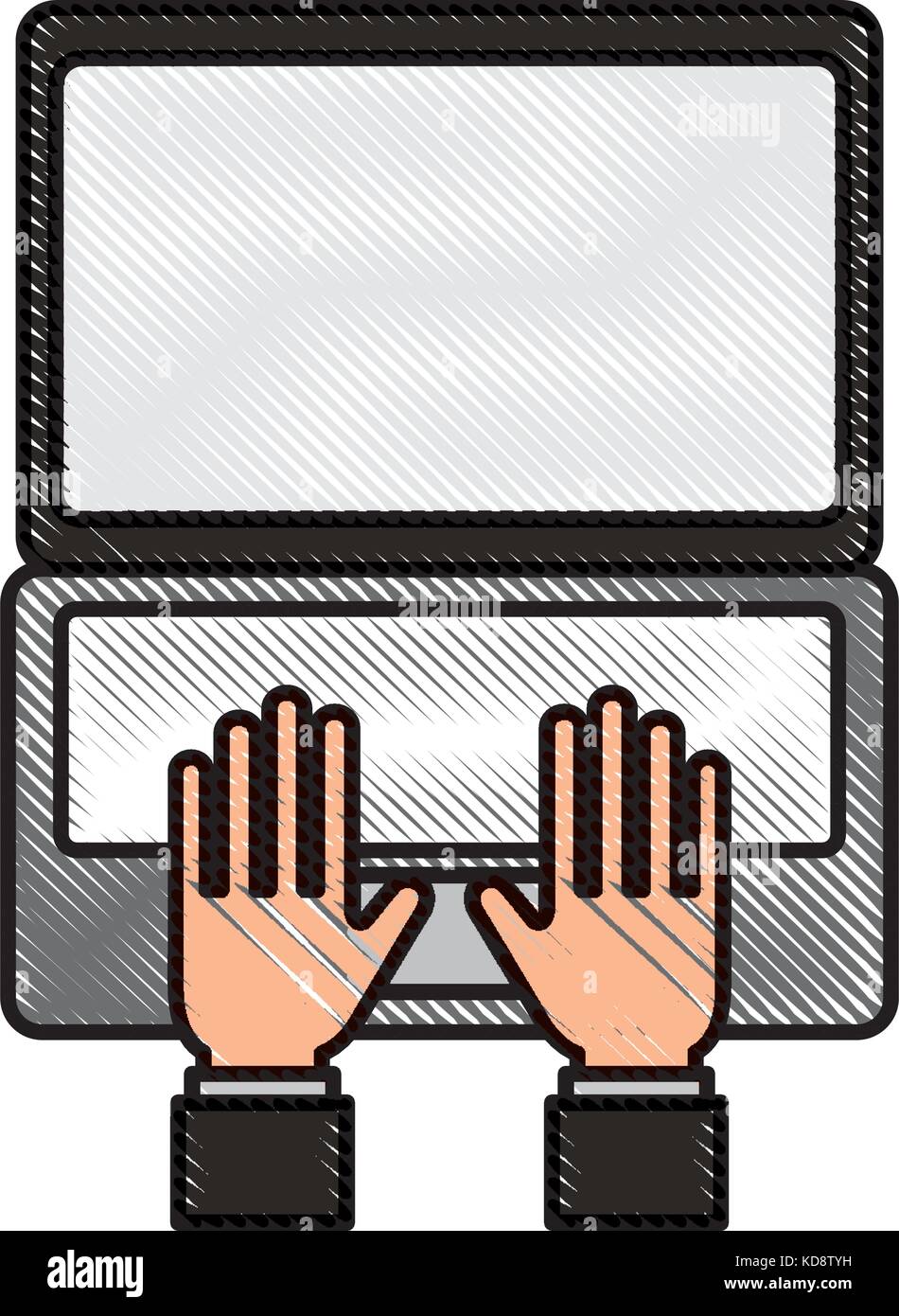 hand programmer typing laptop coding development language Stock Vector ...