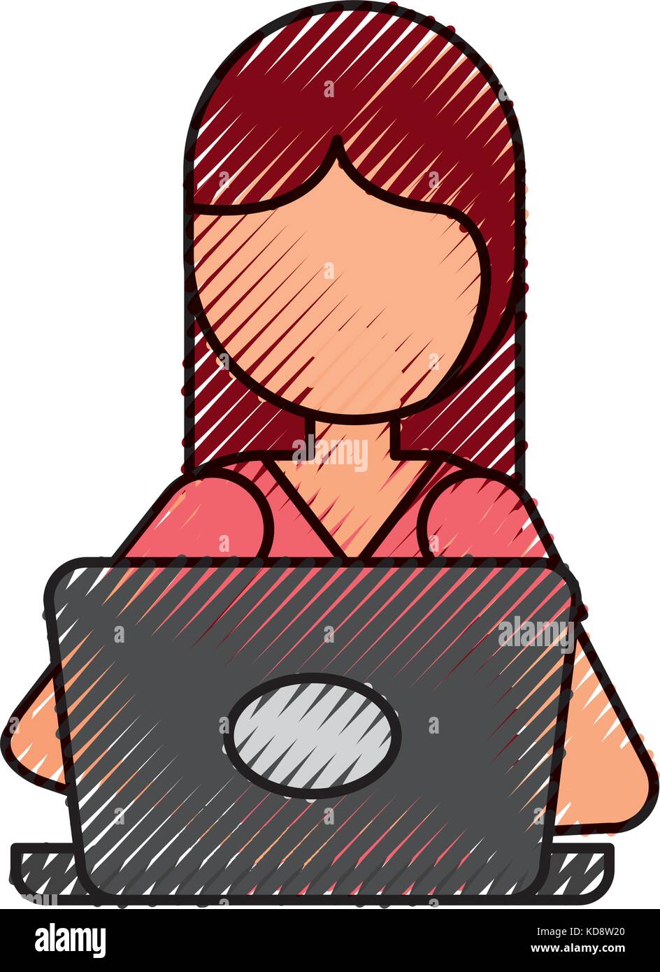 cartoon girl with laptop programming working Stock Vector Image & Art ...