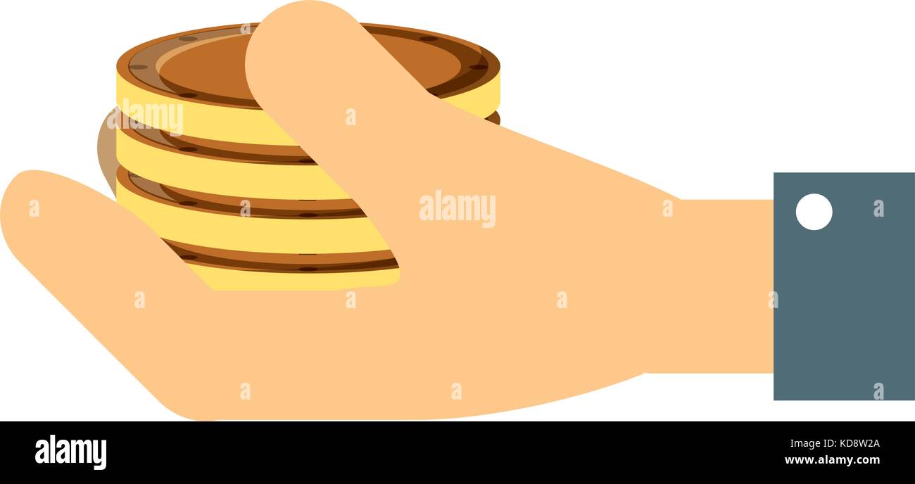 hand with coins vector illustration Stock Vector Image & Art - Alamy