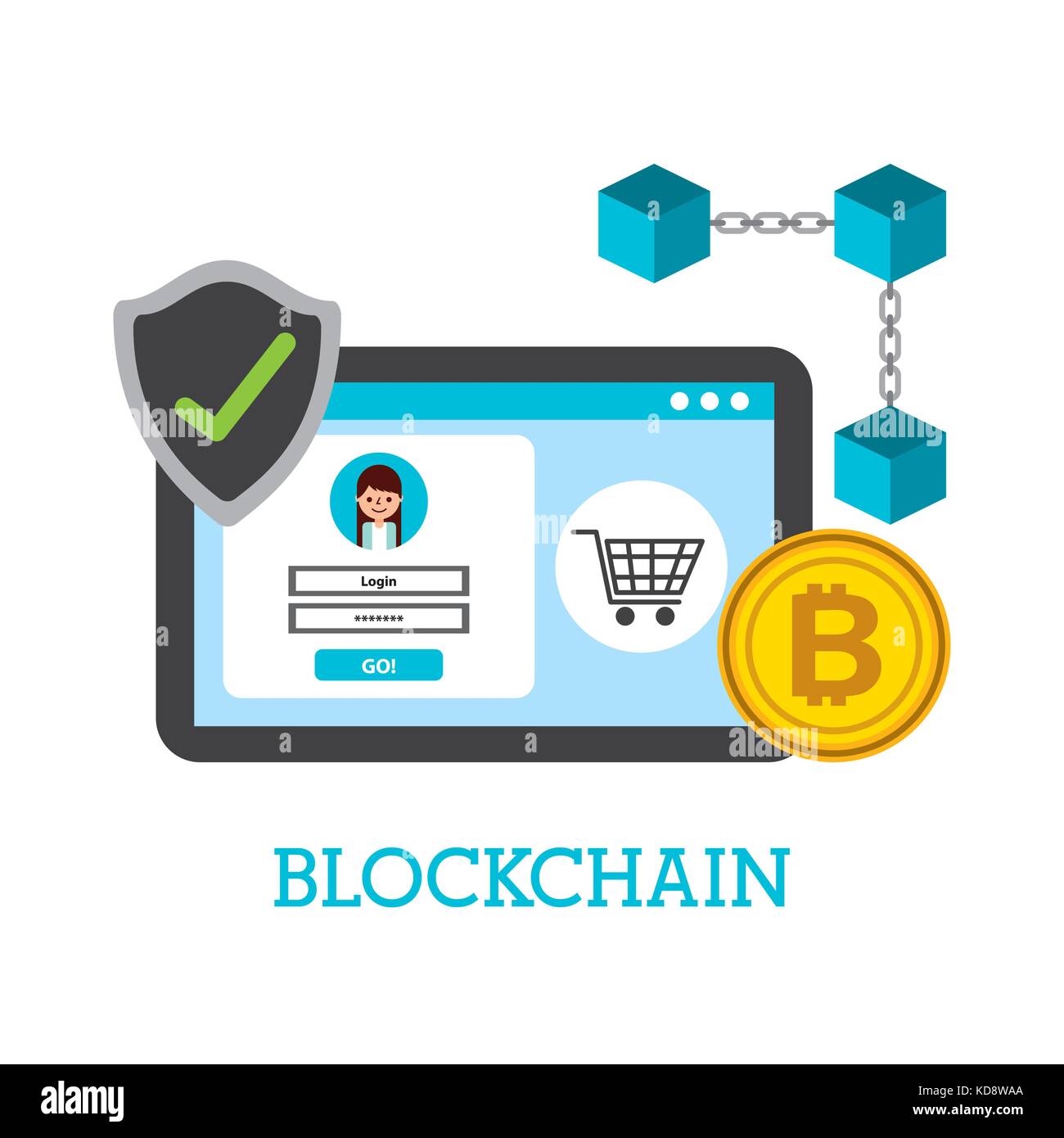 blockchain digital technology shopping online security Stock Vector ...