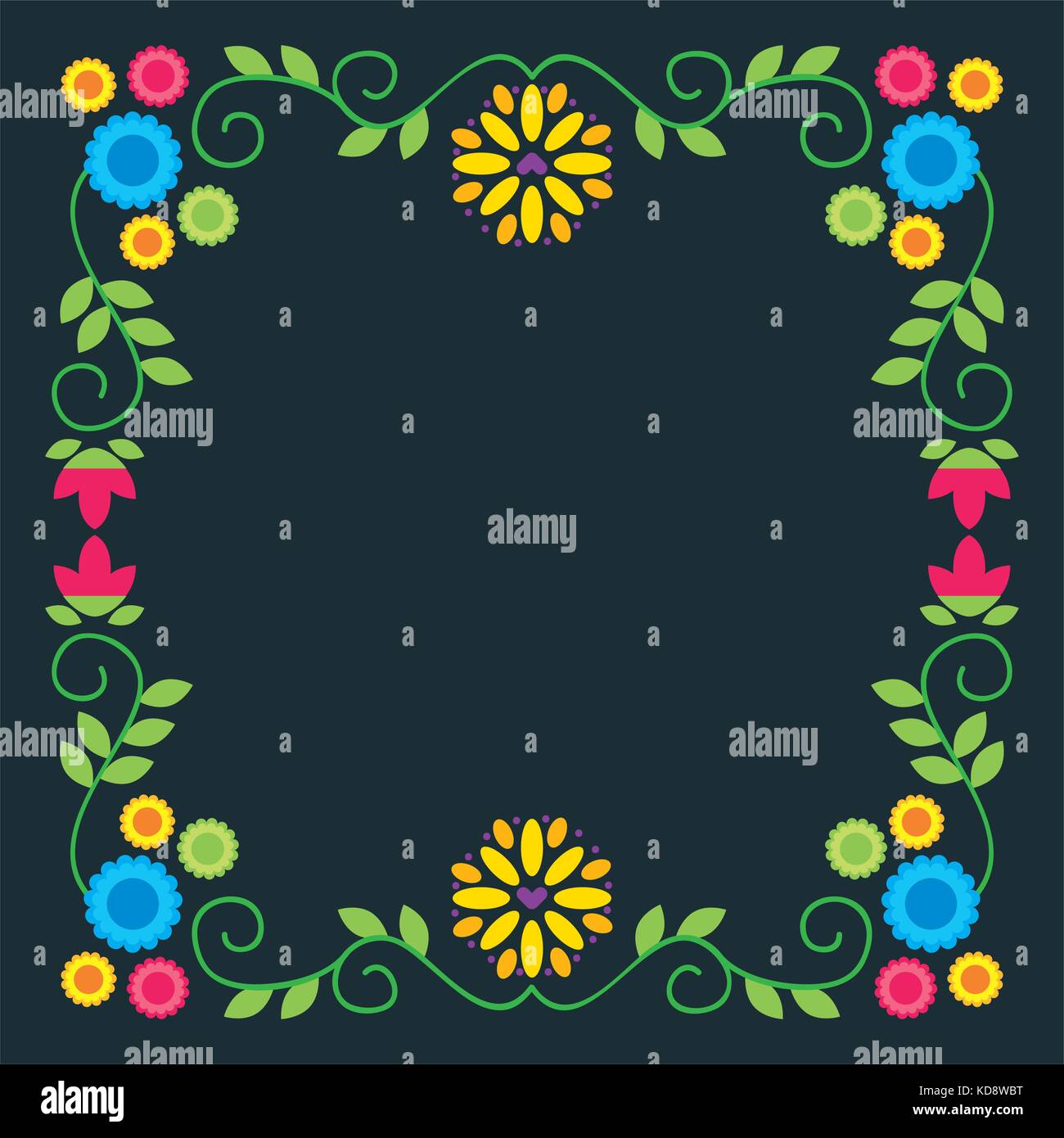 floral border decoration flower card greeting empty Stock Vector Image ...