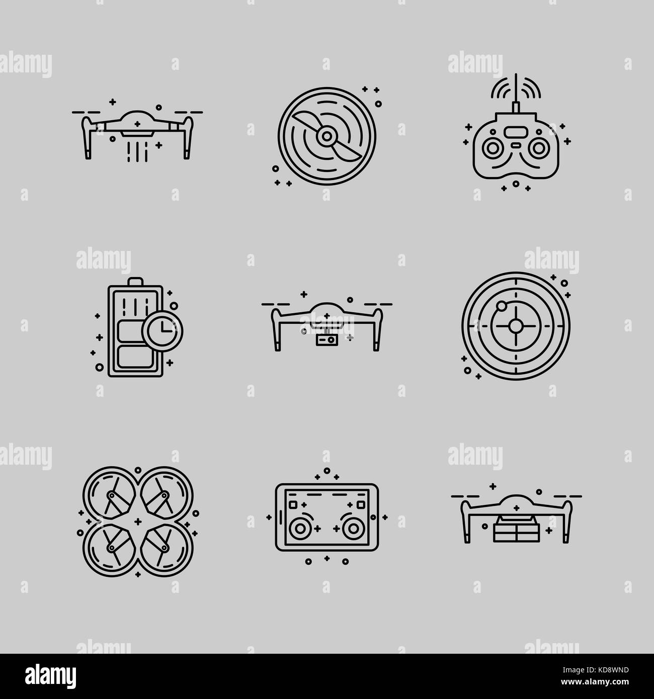Drones vector icons set. Innovative and high-tech machines Stock Vector ...