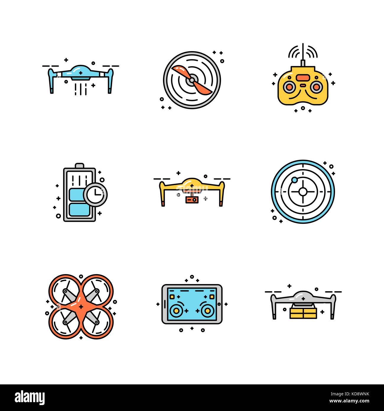 Drones vector icons set. Innovative and high-tech machines Stock Vector ...