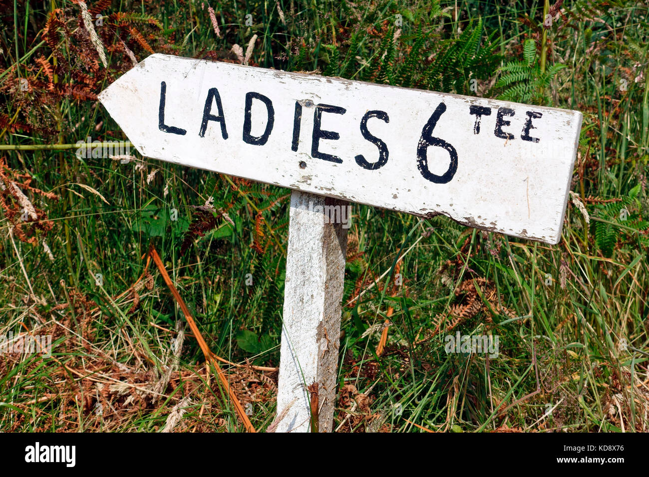 Ladies 6th tee sign post on Tobermory Golf course on the Isle of Mull ...