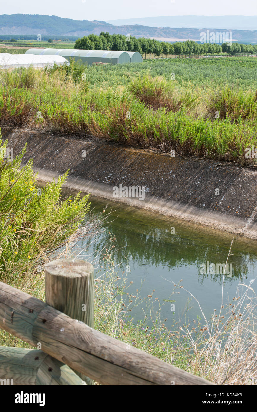 Irrigation canal and green plants Stock Photo - Alamy