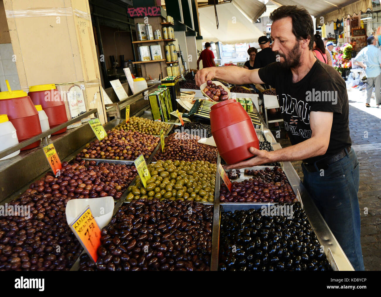 The vibrant Modiano market in central Thessaloniki, Greece Stock Photo ...
