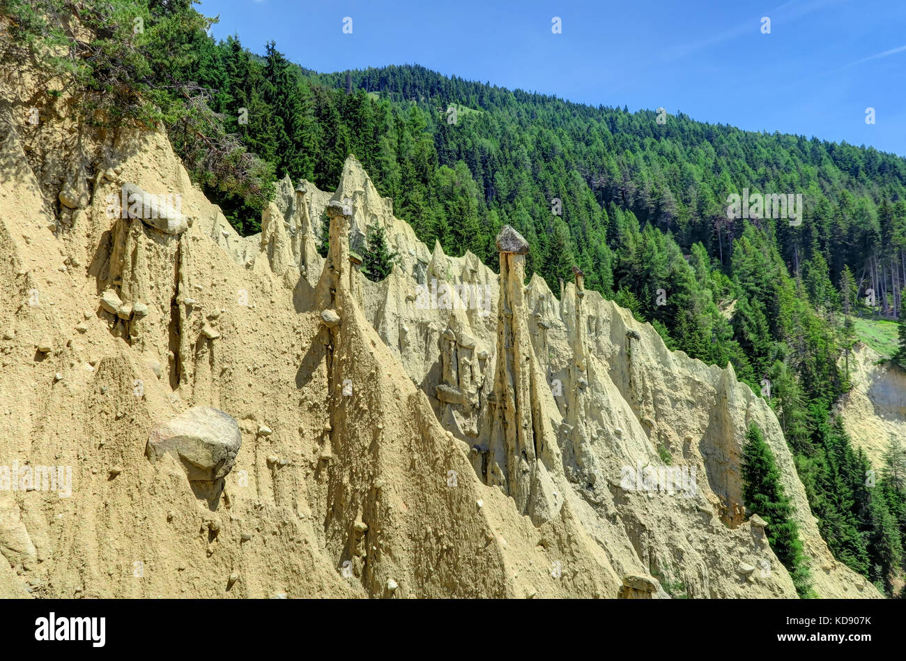 Renon plateau and its earth pyramids europe hi-res stock photography ...