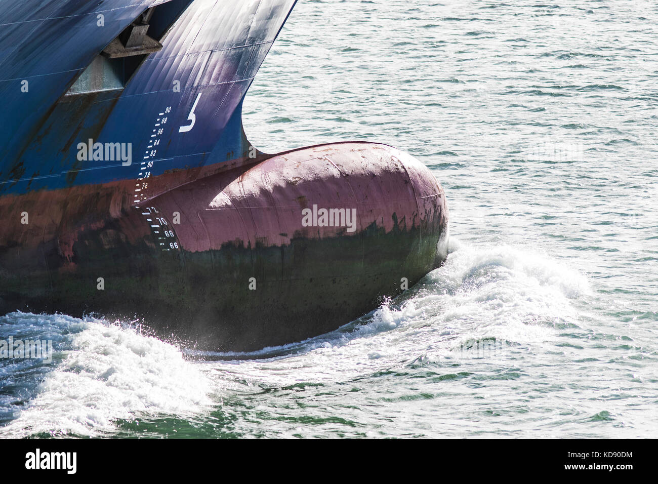 Bow of container ship at sea showing the Plimsoll line Stock Photo - Alamy