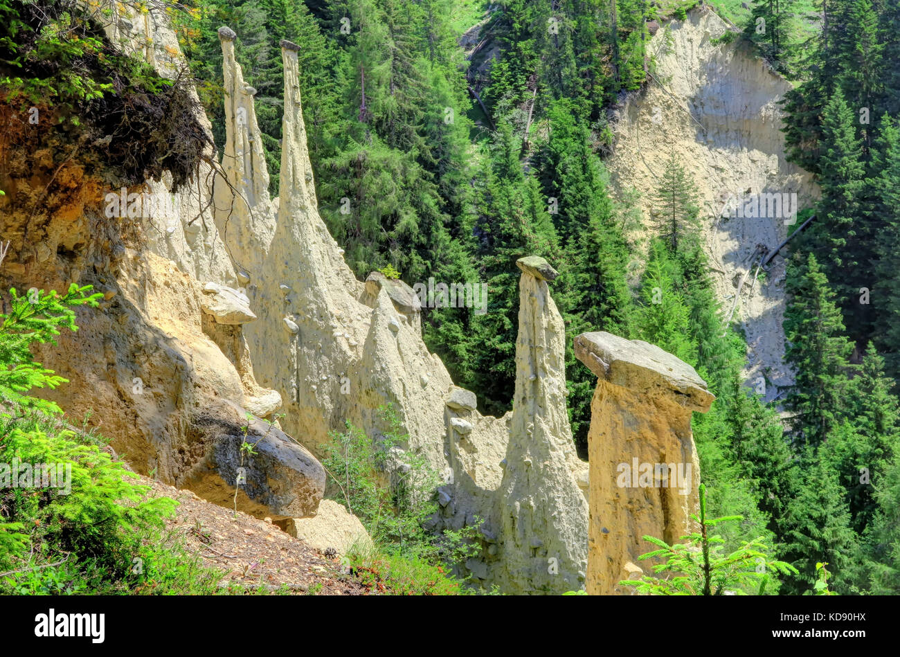 Renon plateau and its earth pyramids europe hi-res stock photography ...