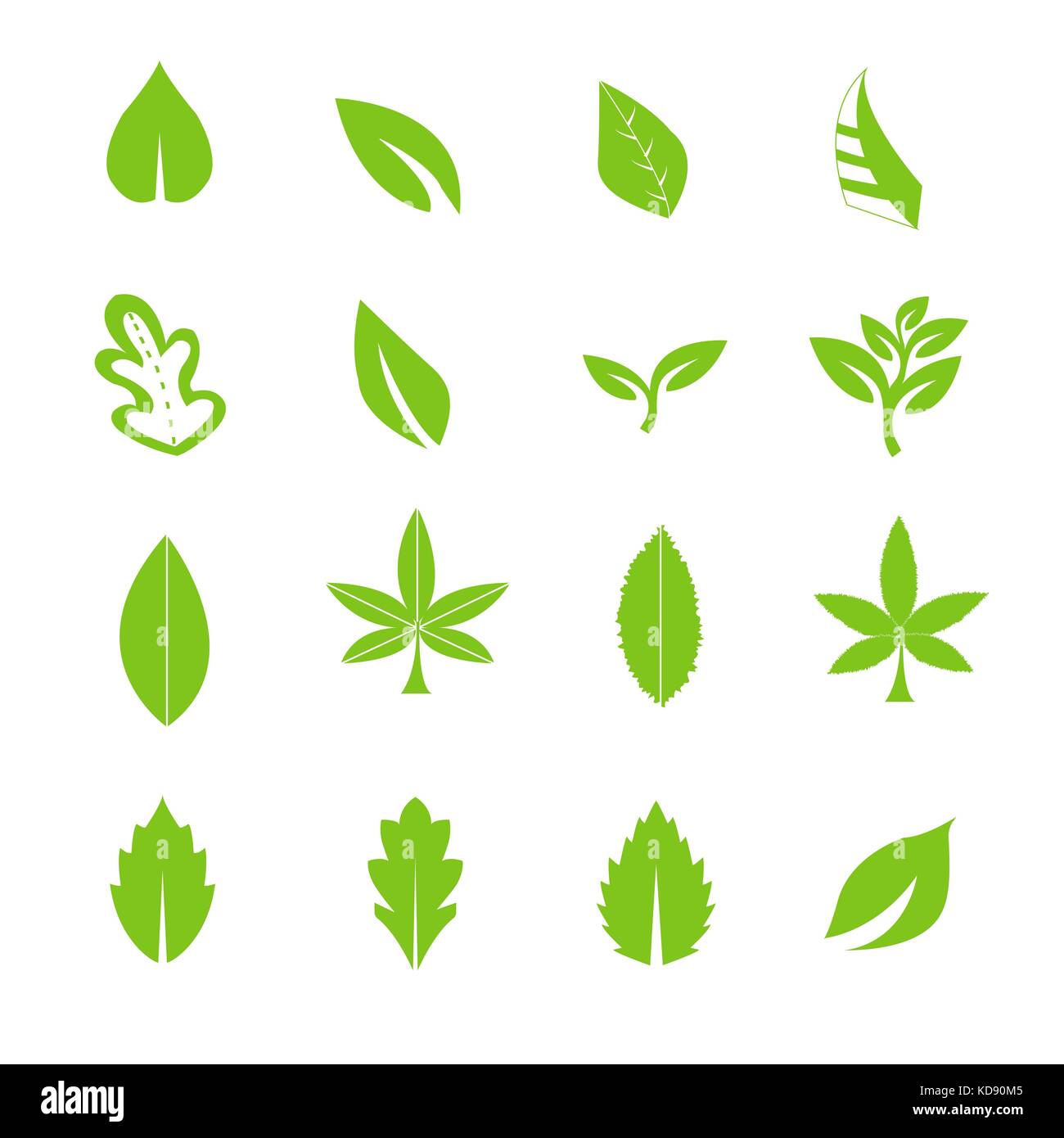 green leave icons set vector Stock Photo - Alamy