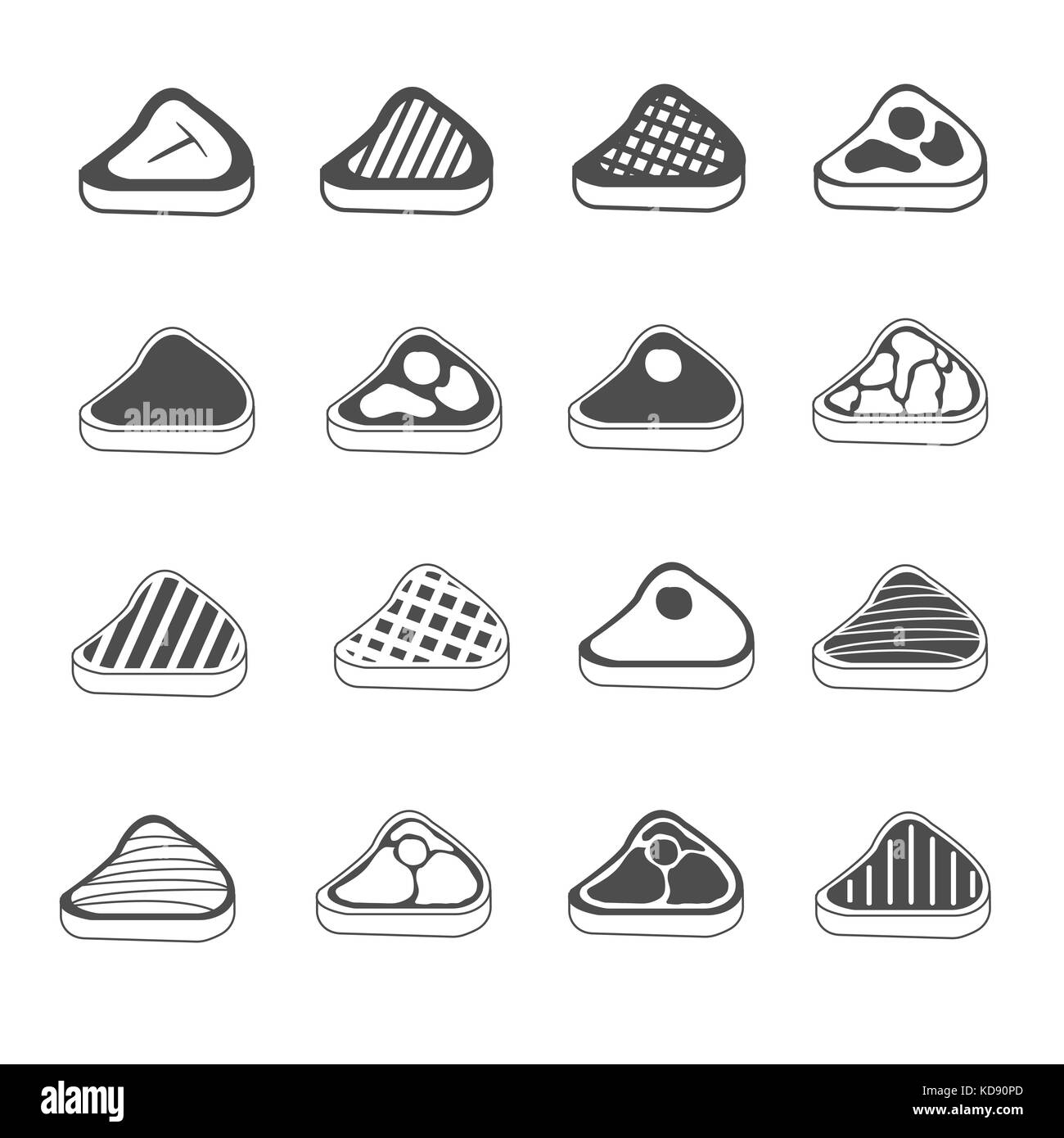 steak icons set vector Stock Photo - Alamy