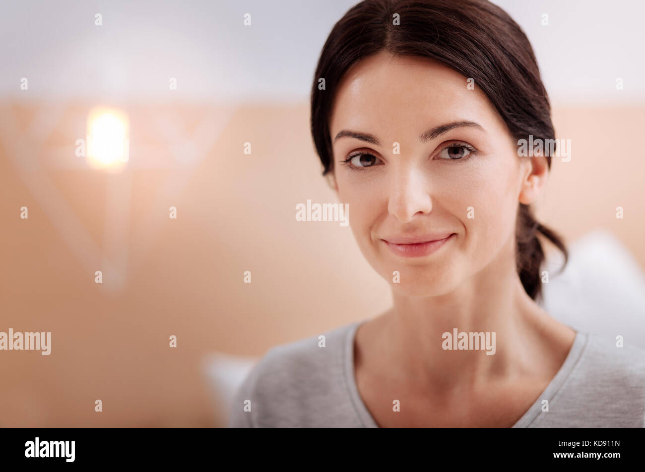 Beautiful face of a calm smiling woman Stock Photo - Alamy