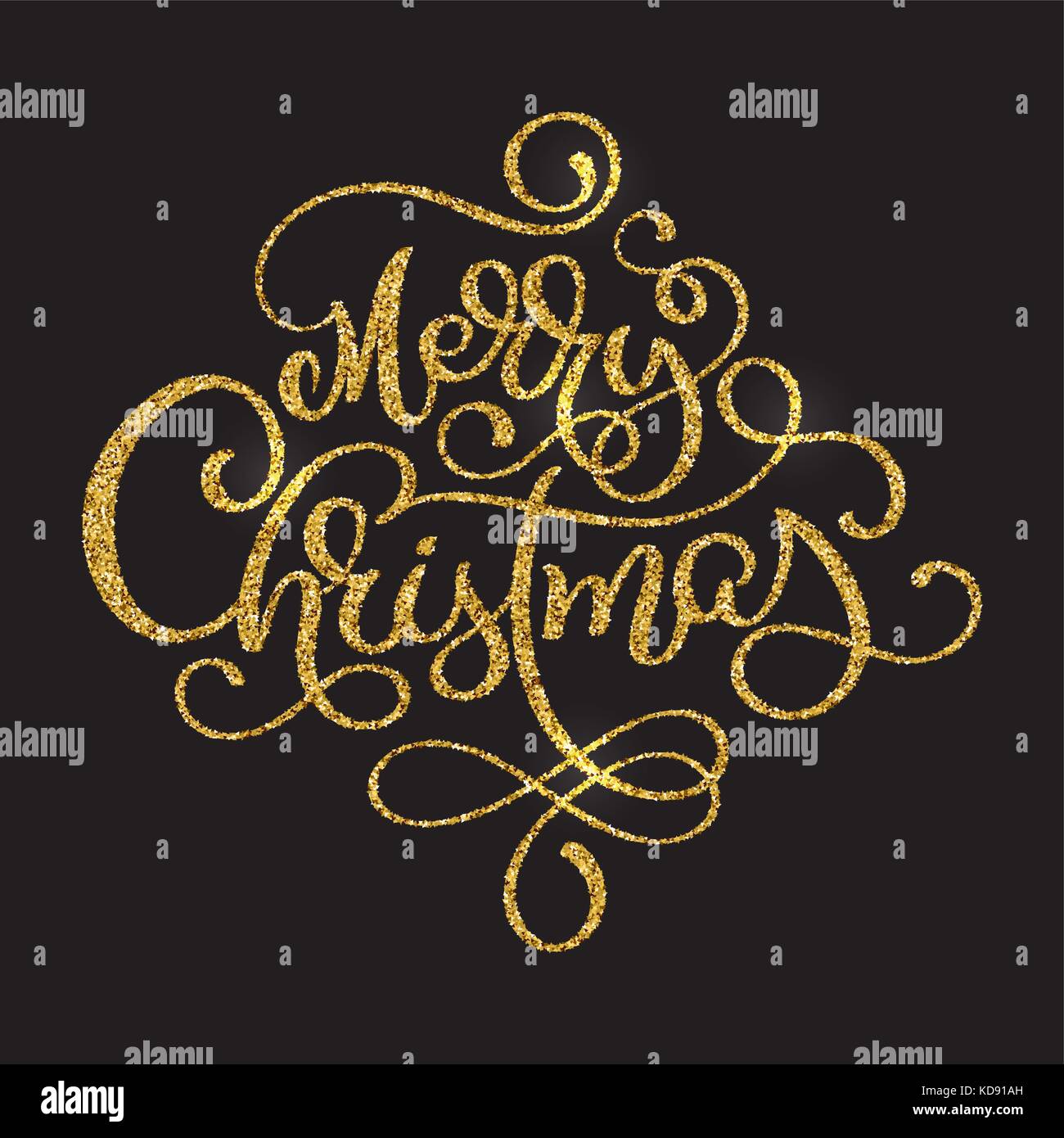 Merry Christmas golden vector text on dark brown background ...